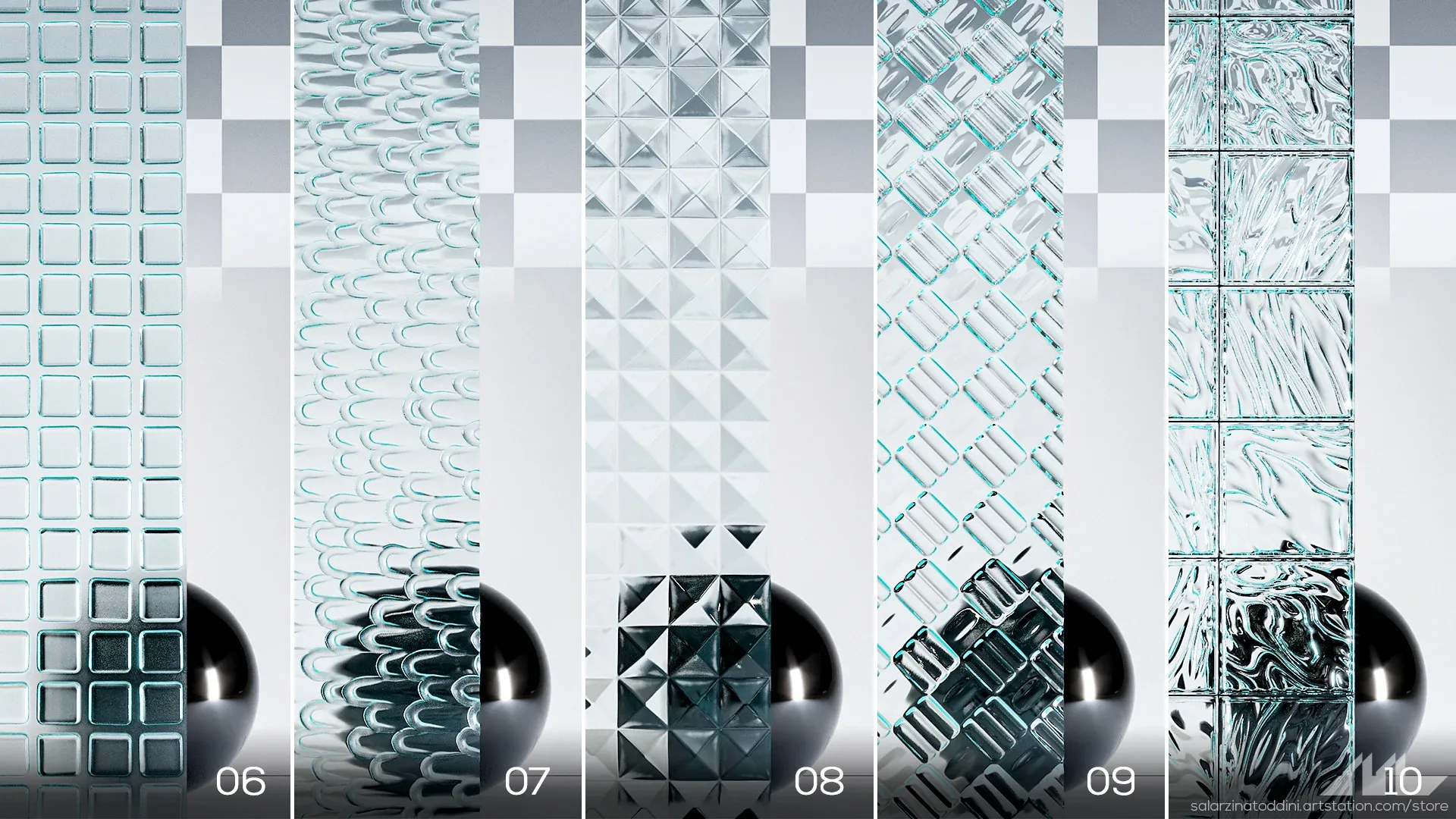 21 PBR 4K Glass Materials Vol.2 - FlippedNormals