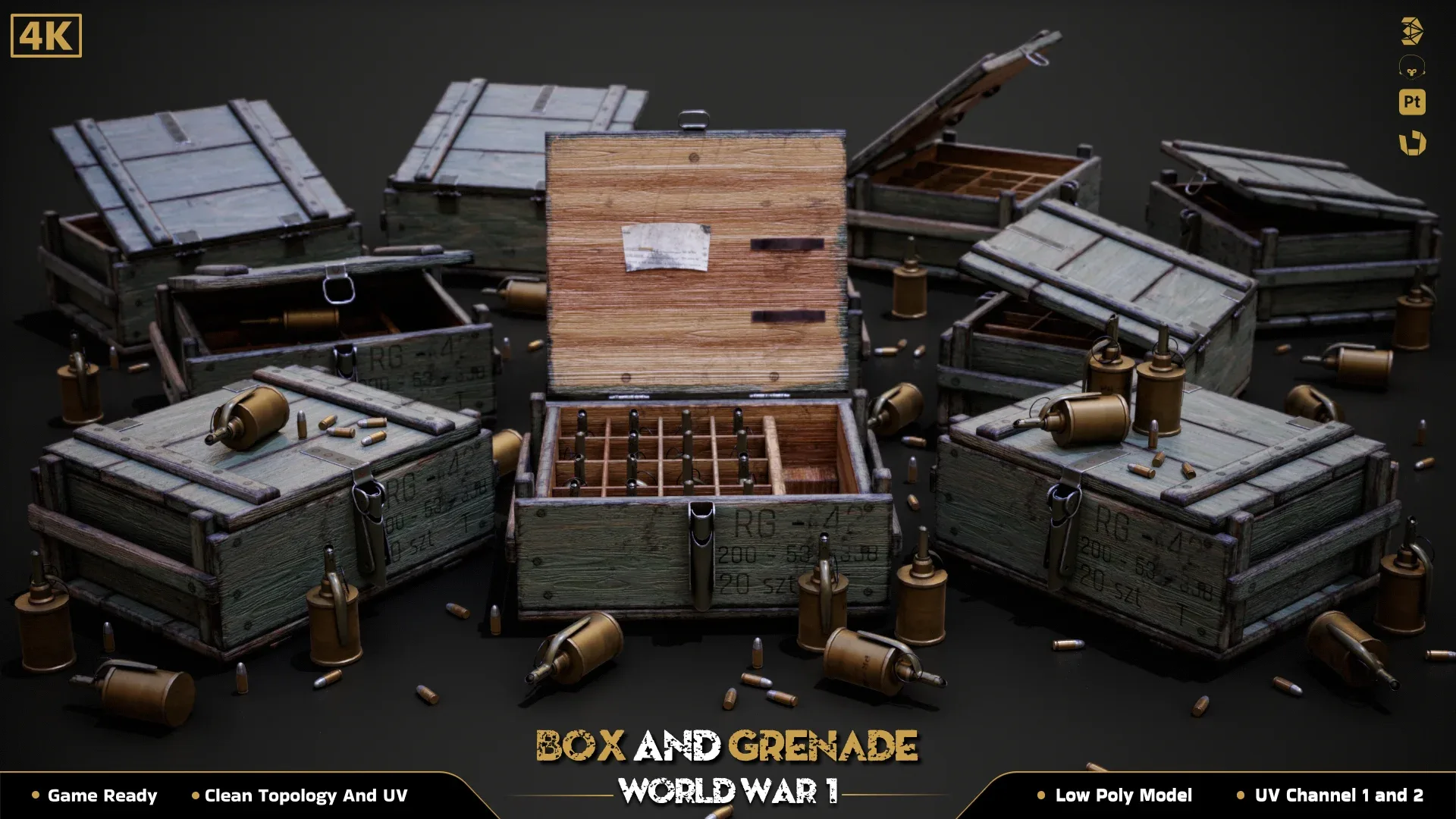 Military Box & Grenade ww1 - FlippedNormals