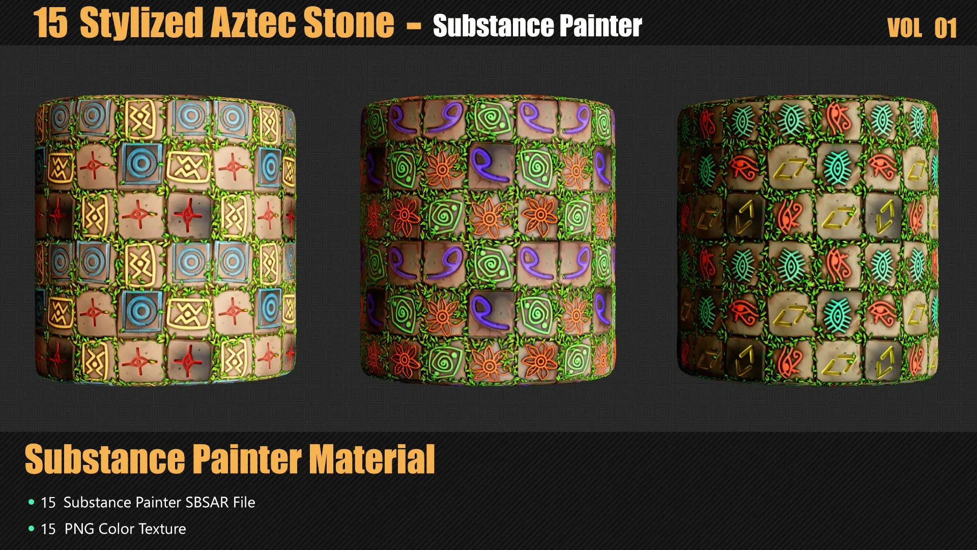 15 Stylized Aztec Stone Materials - FlippedNormals
