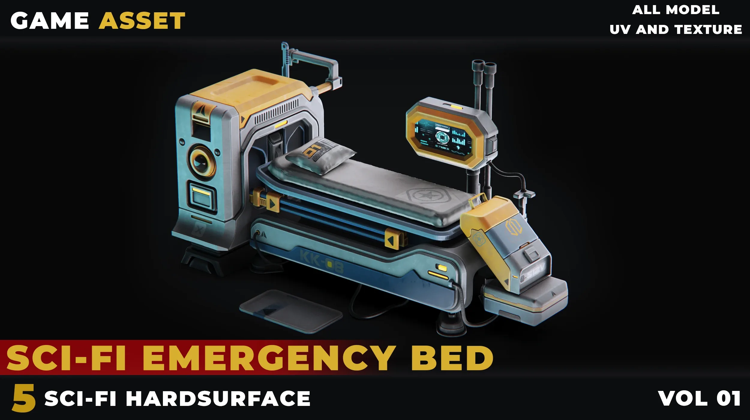 5 Sci-Fi Emergency Bed Hardsurface - FlippedNormals
