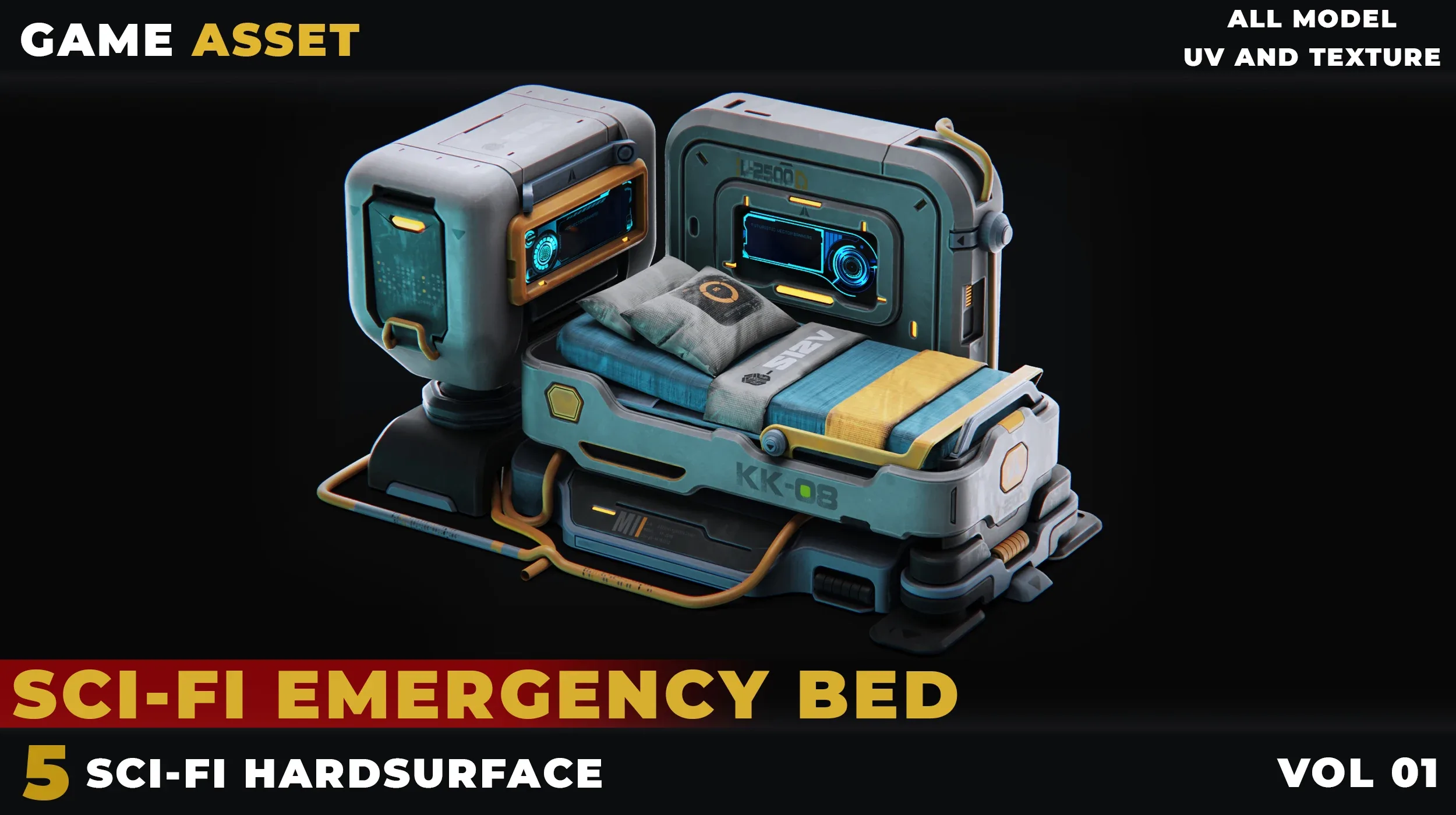 5 Sci-Fi Emergency Bed Hardsurface - FlippedNormals