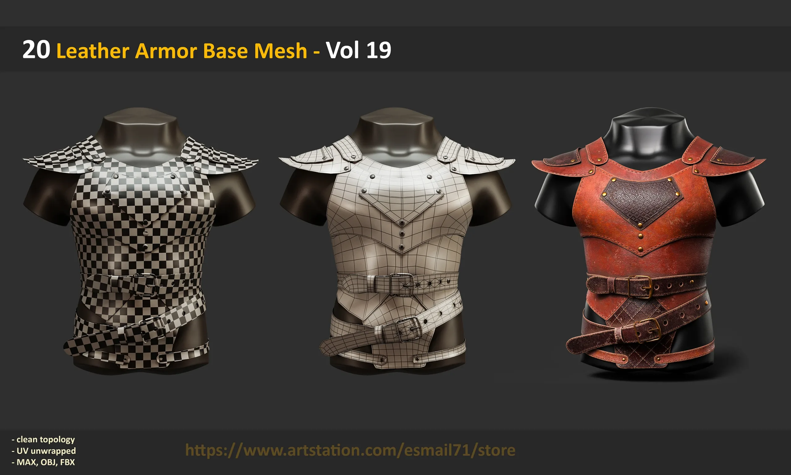 20 Leather Armor Base Mesh - Vol - FlippedNormals