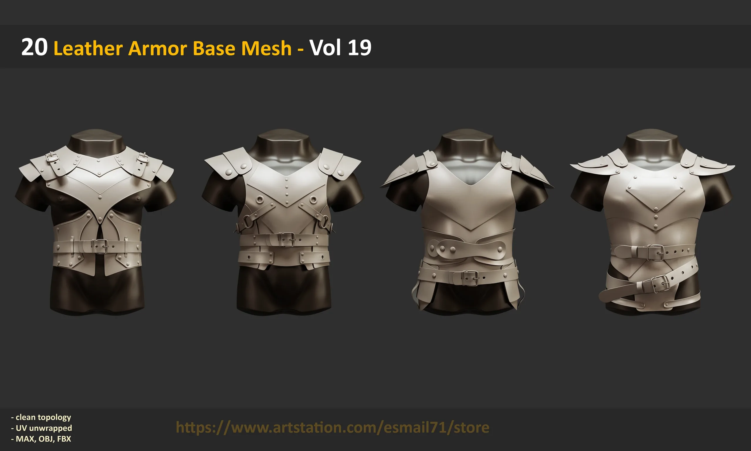 20 Leather Armor Base Mesh - Vol - FlippedNormals