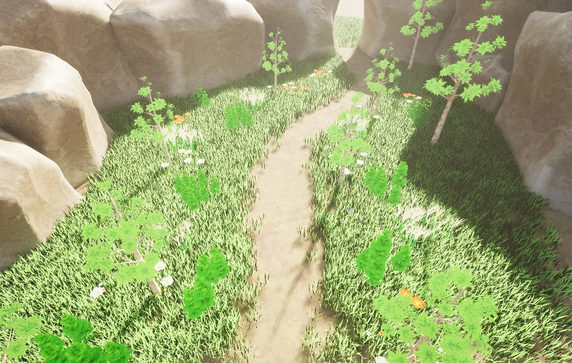 Cartoonish Game Foliage 3D Scene - FlippedNormals