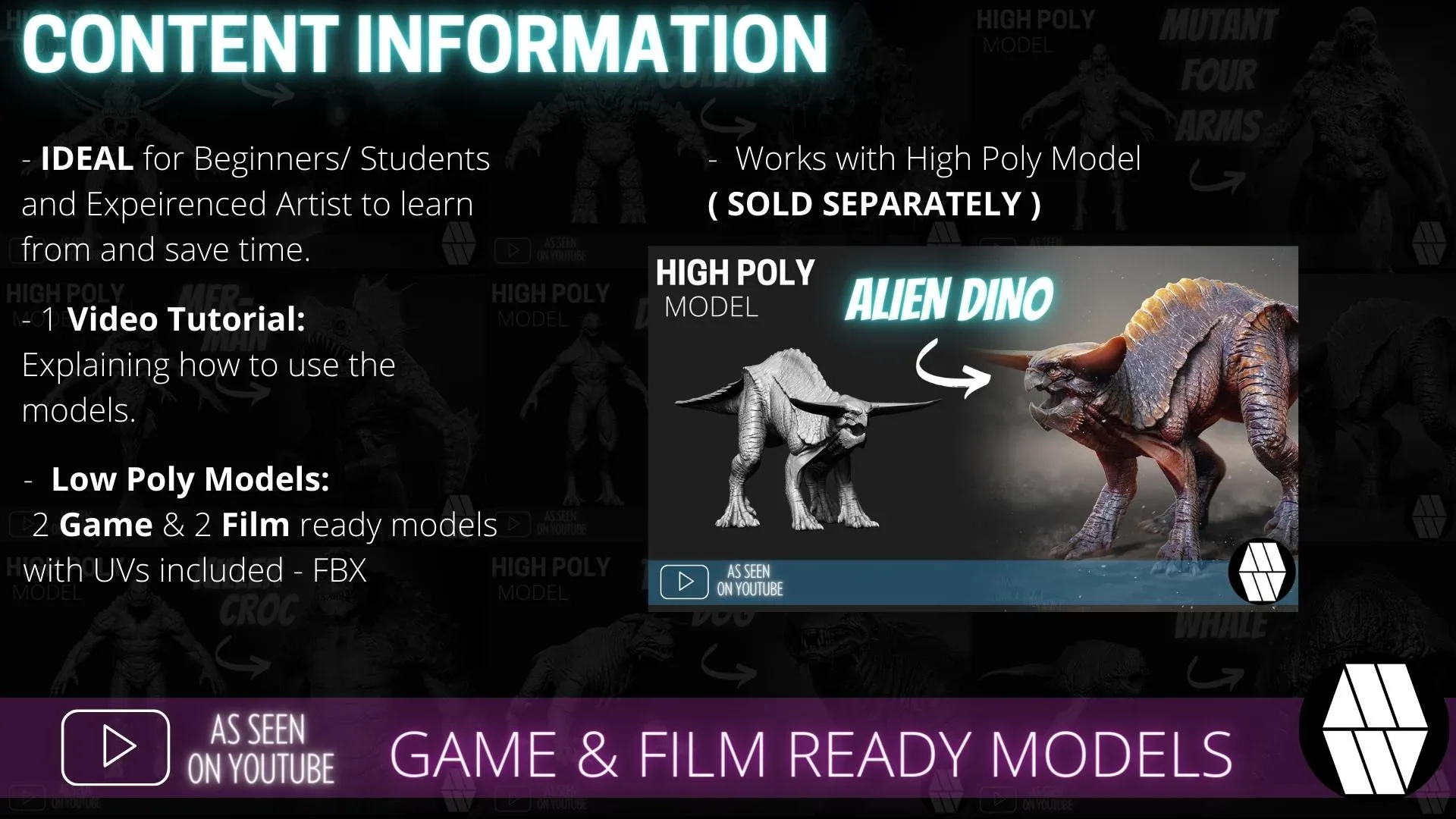 Game & Film Ready: Alien Dino Low - FlippedNormals