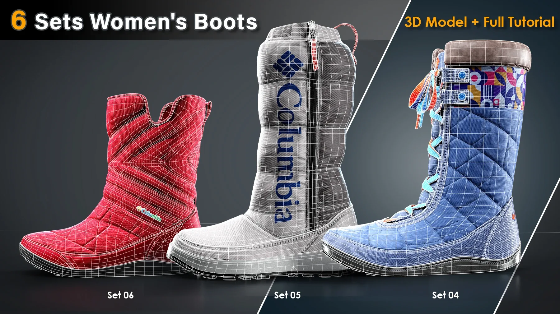 6 Women's Boots / 3D Model + Tutorial - FlippedNormals