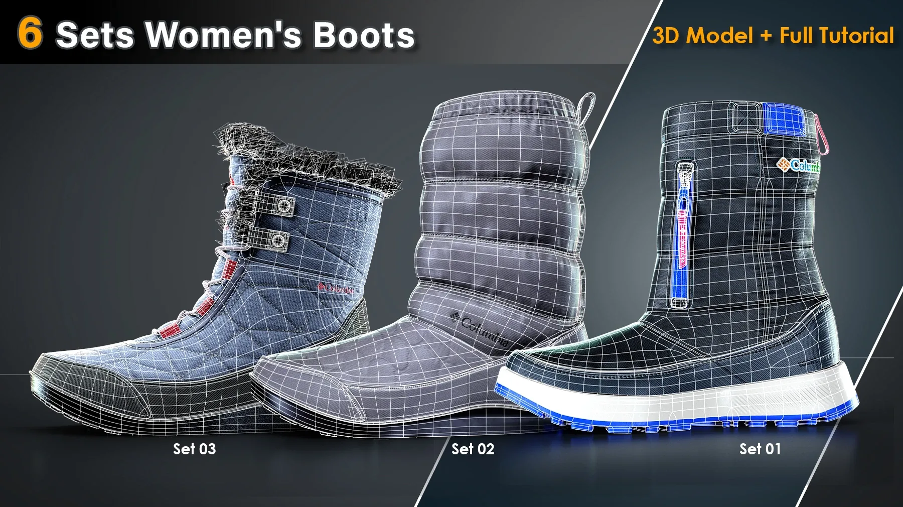6 Women's Boots / 3D Model + Tutorial - FlippedNormals