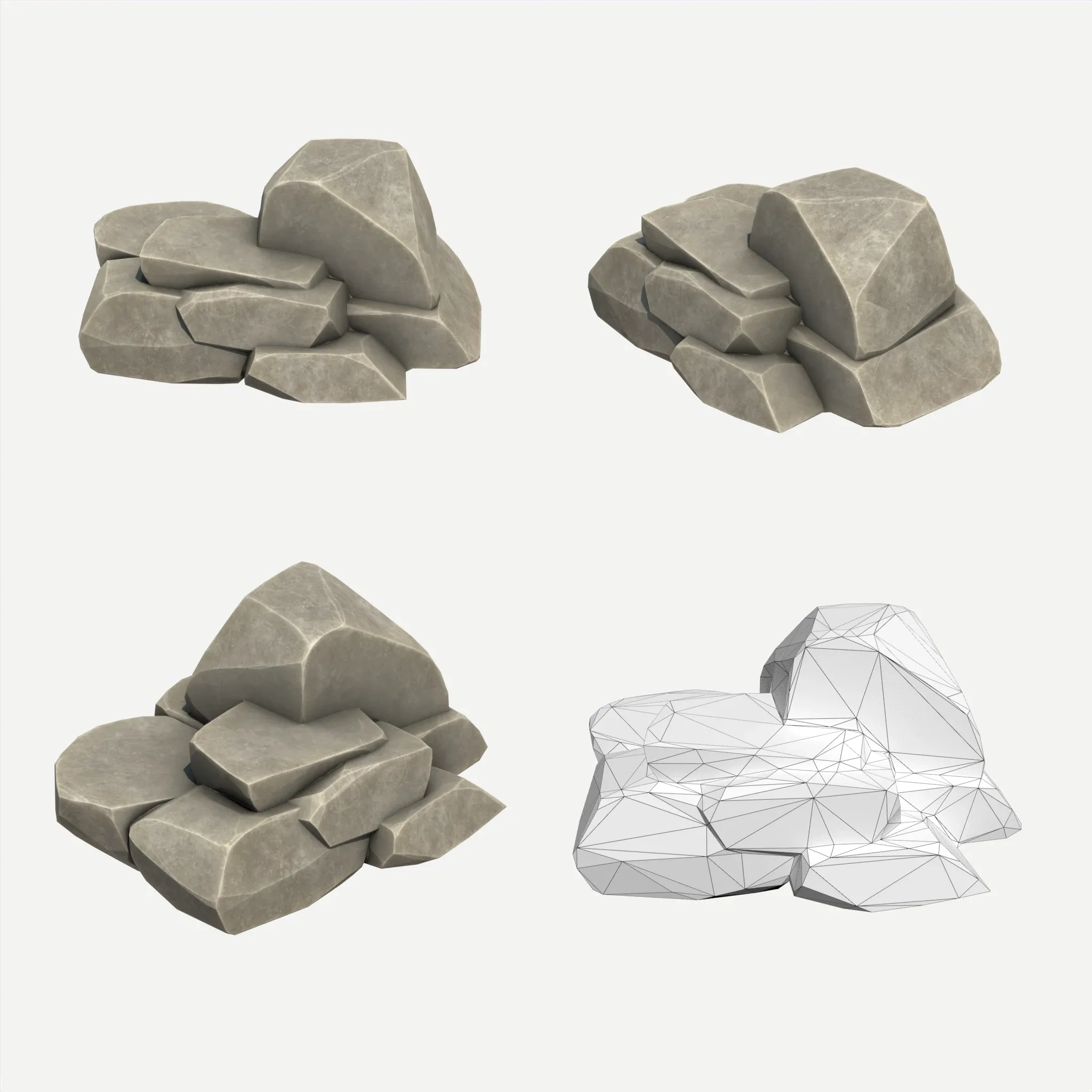 30 Stylized Block Rock - 3D Game - FlippedNormals