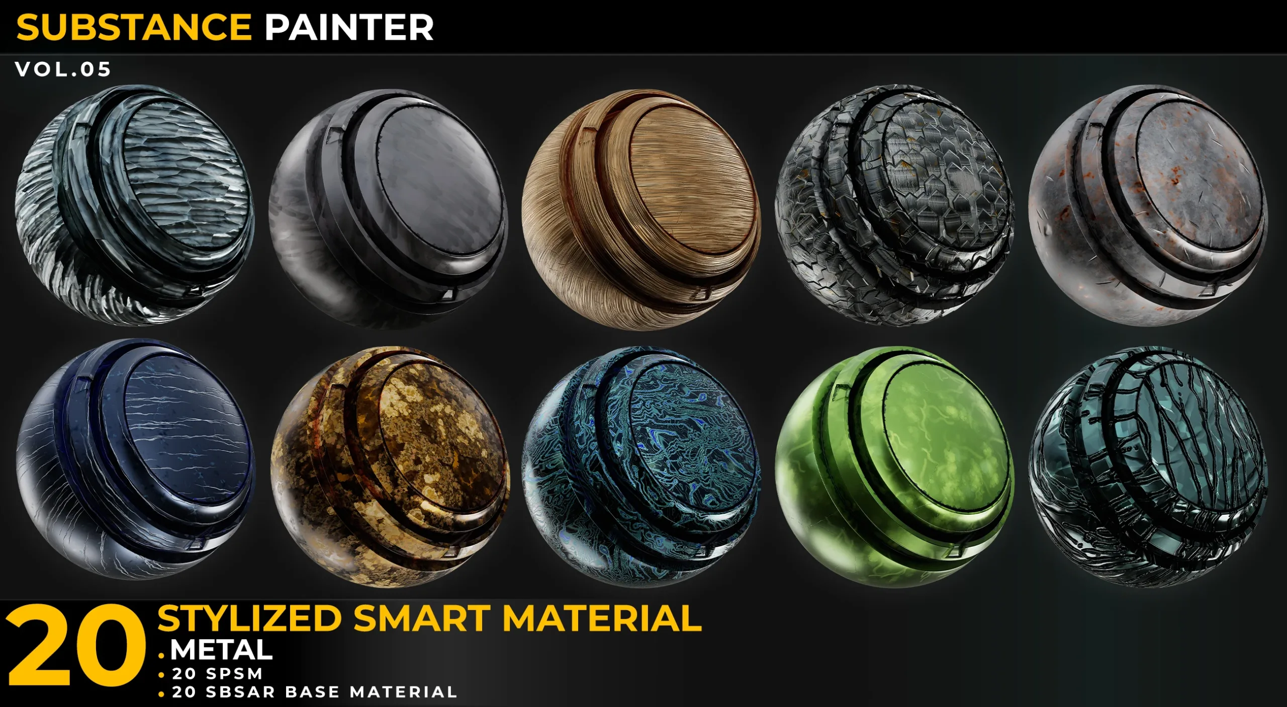 20 Stylized Smart Materials Metal - FlippedNormals