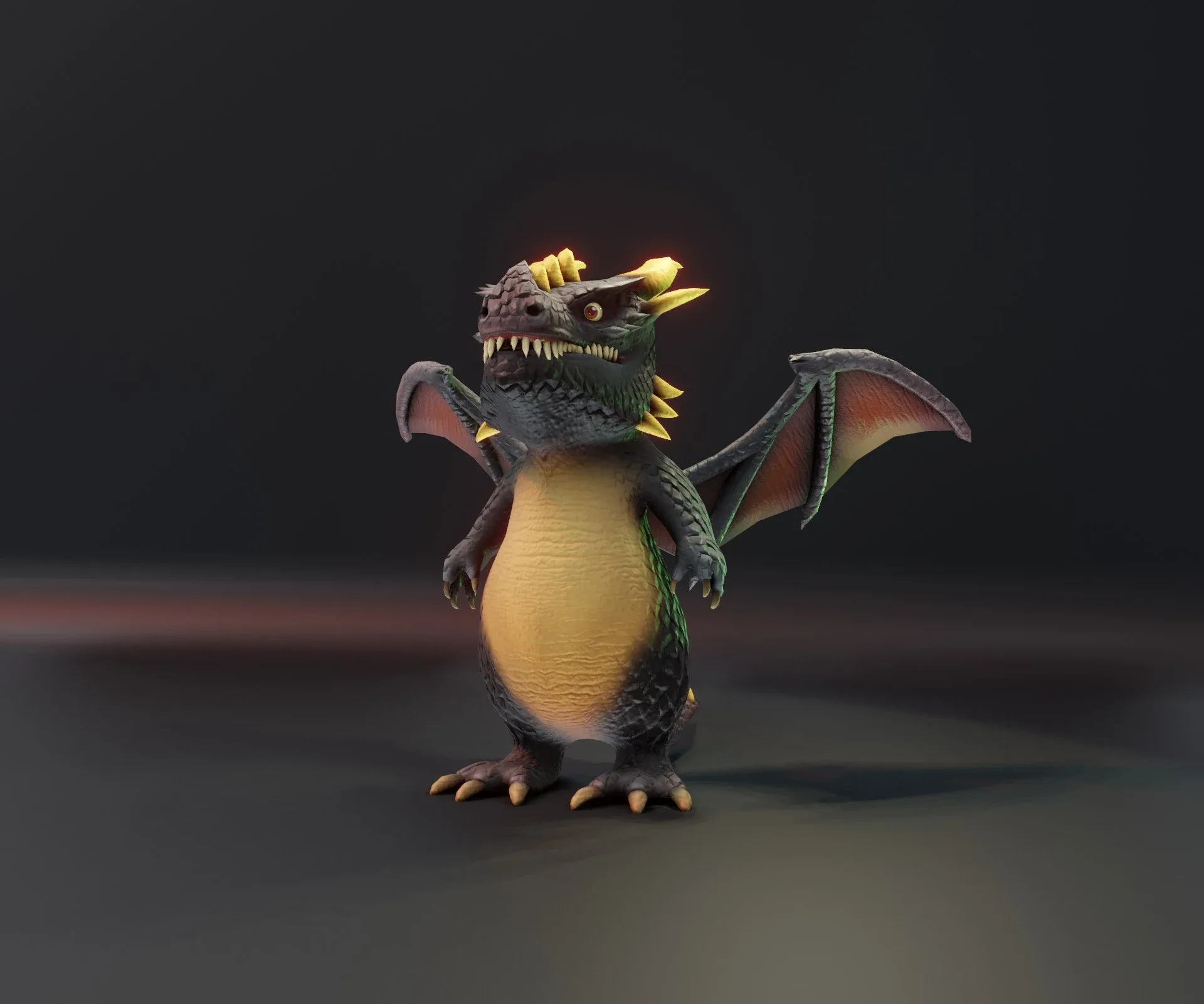 Cartoon Black Dragon Animated 3D - FlippedNormals