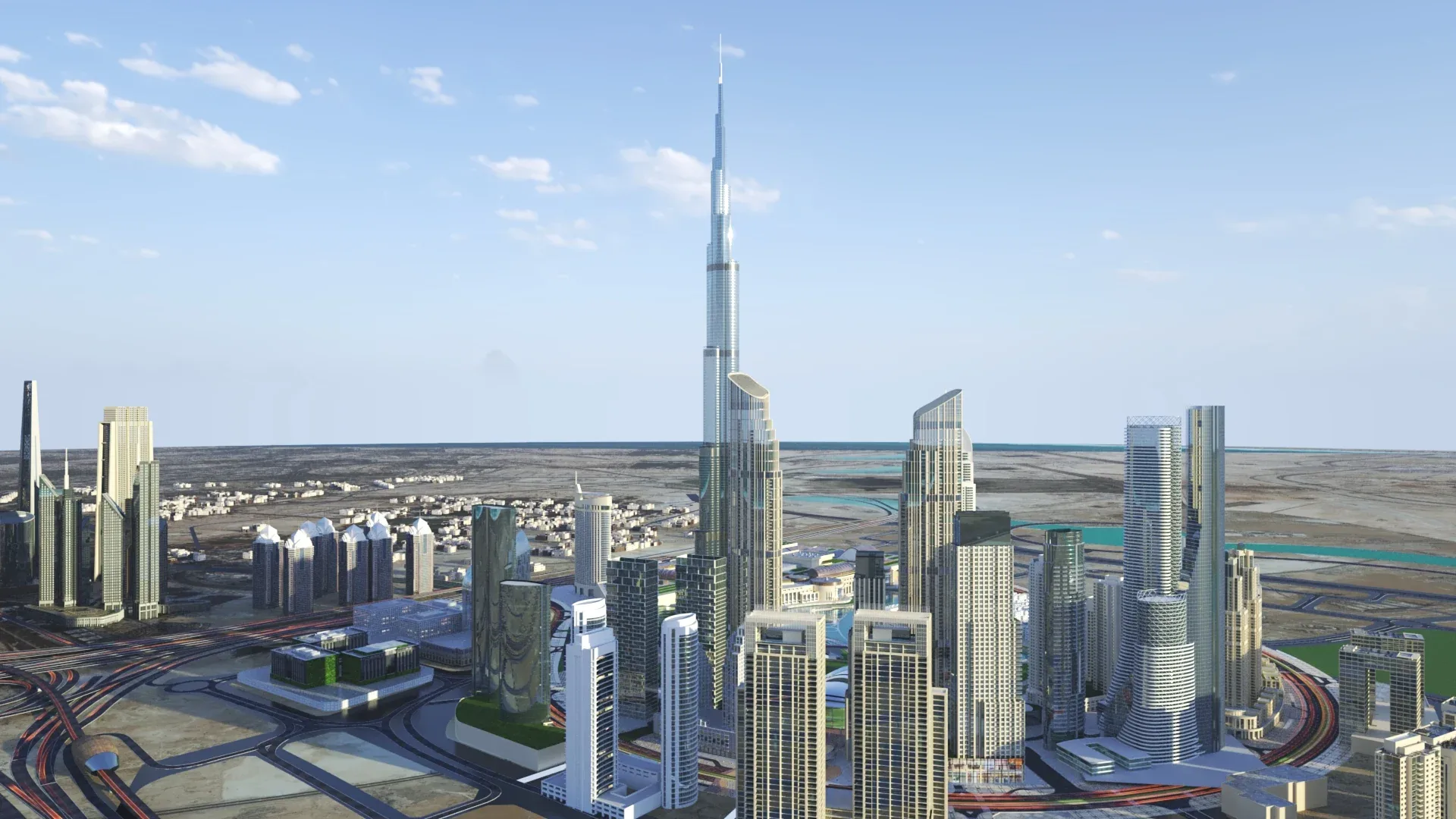 Dubai Burj Khalifa Area v1 3D Model - FlippedNormals