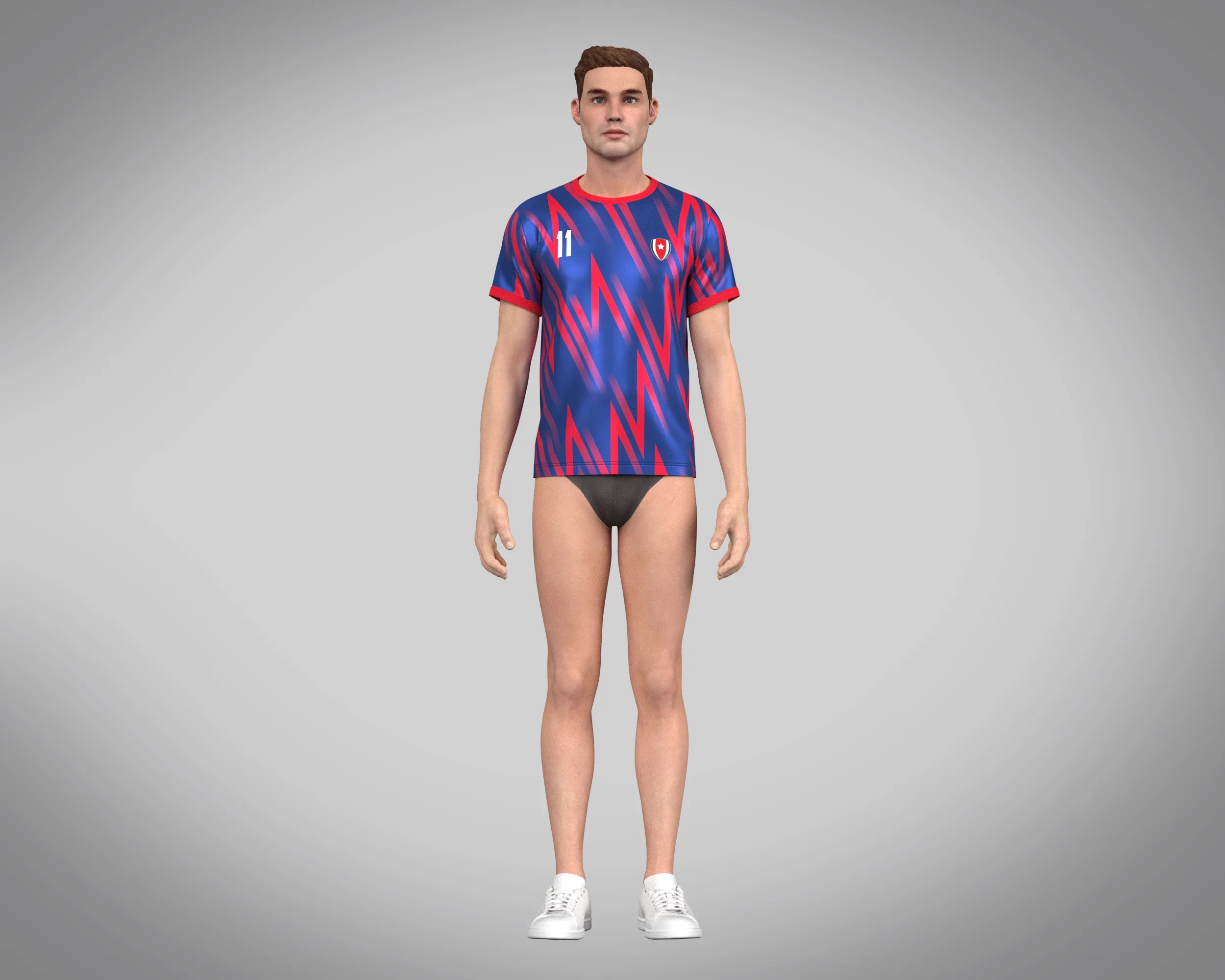 Soccer Red And Blue Jersey Player-11 - FlippedNormals