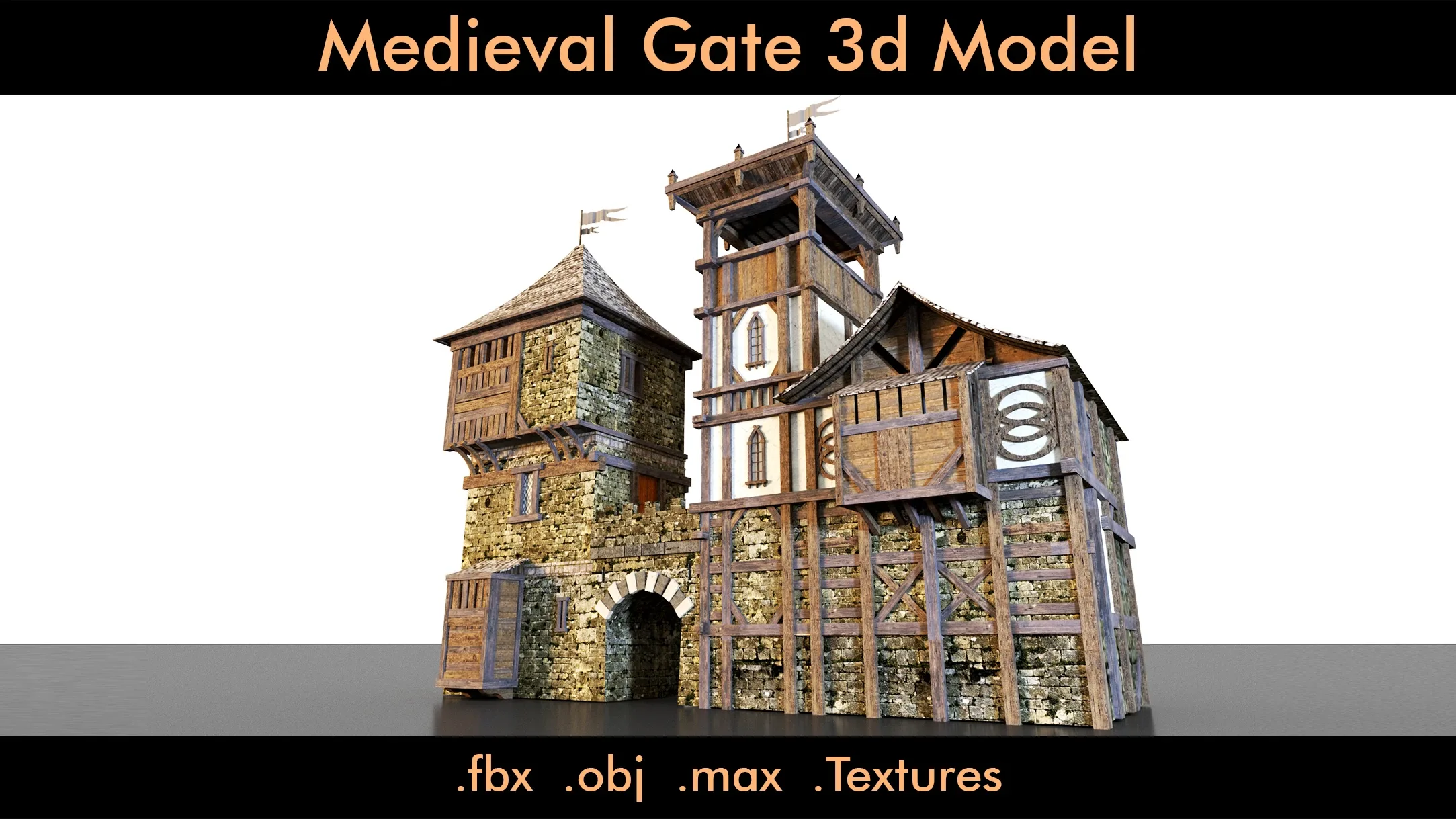 Medieval Gate- 3d Model - FlippedNormals