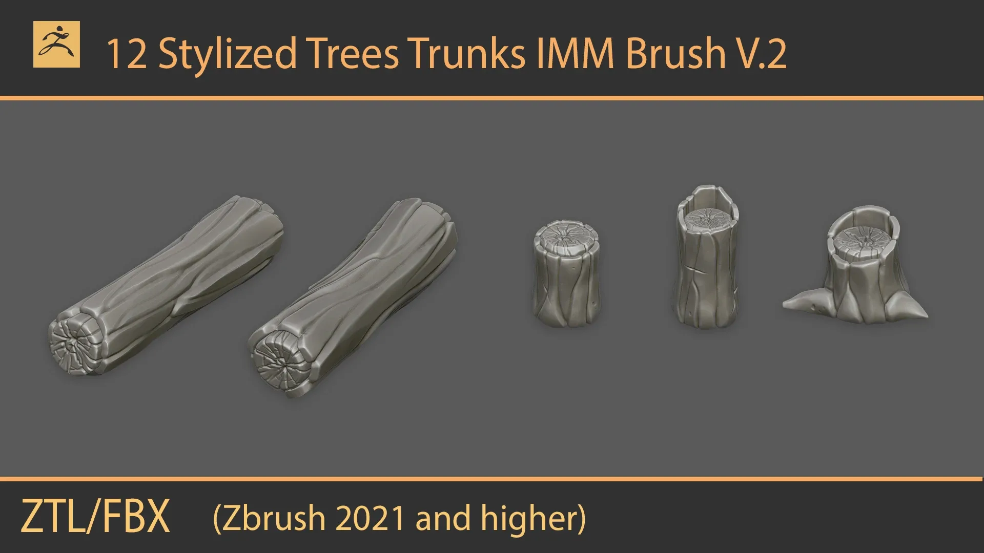 Stylized Trees Trunks IMM Brush - FlippedNormals