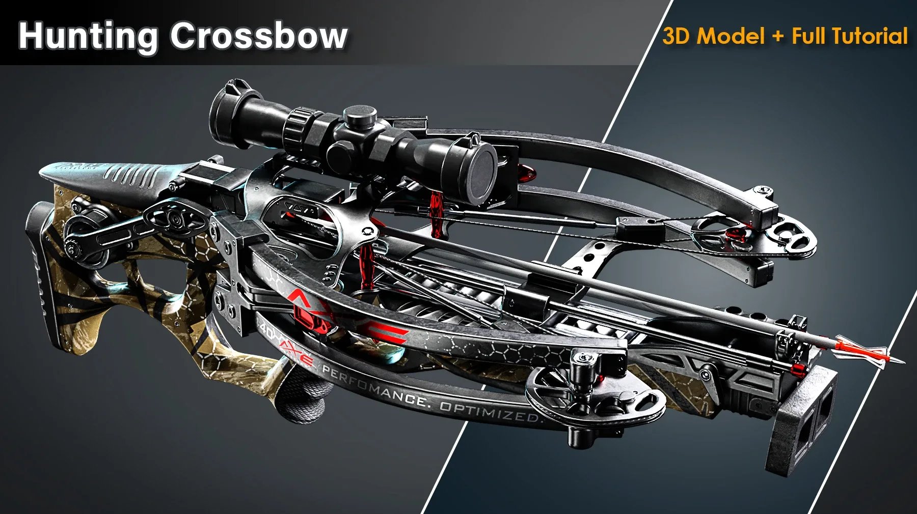 Hunting Crossbow / 3D Model + Full - FlippedNormals