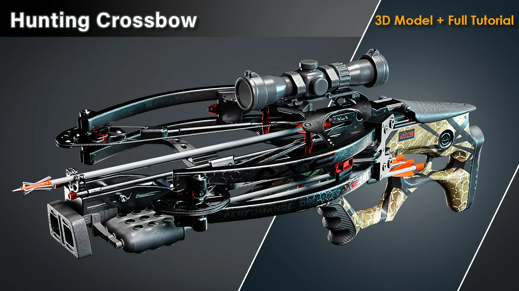 Hunting Crossbow / 3D Model + Full - FlippedNormals