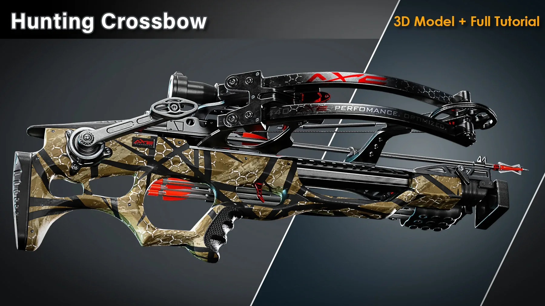 Hunting Crossbow / 3D Model + Full - FlippedNormals