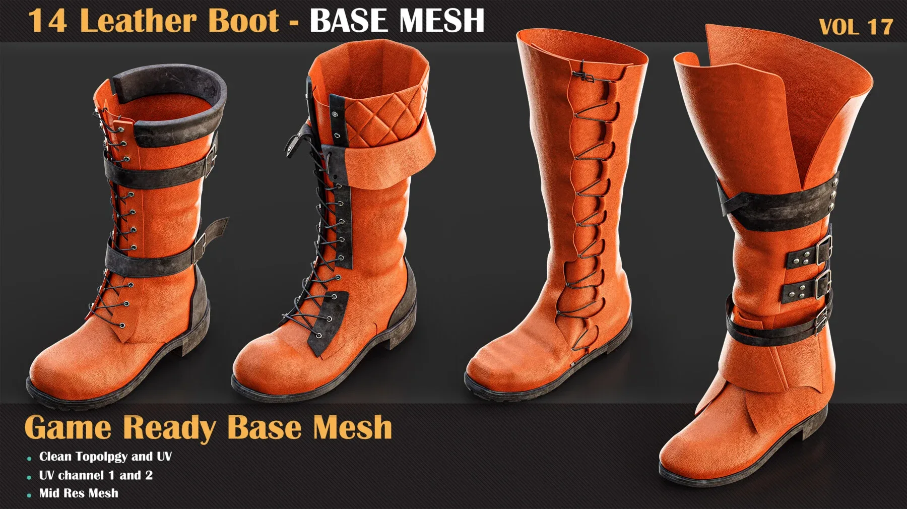 14 Leather Boot BASE MESH - VOL - FlippedNormals