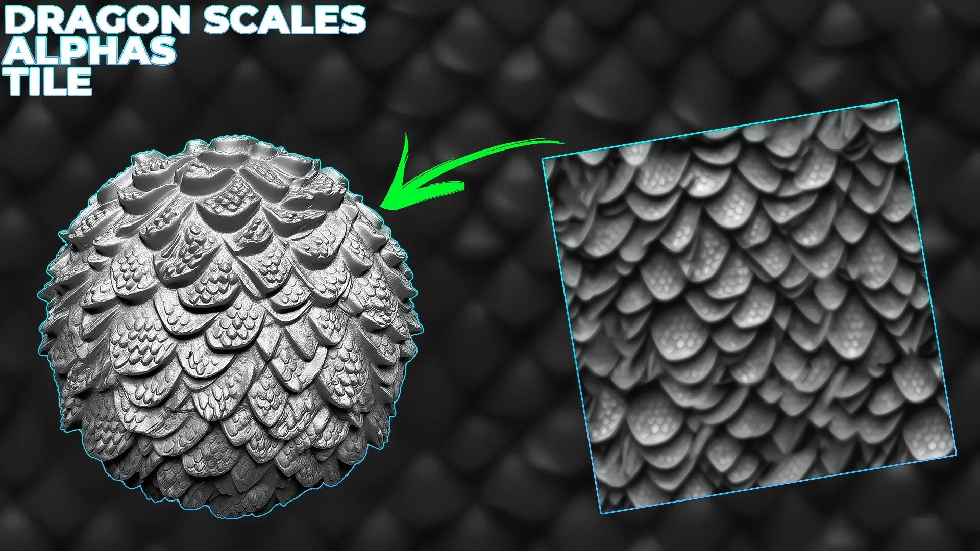 450+ Dragon Scales Alphas for ZBrush - FlippedNormals
