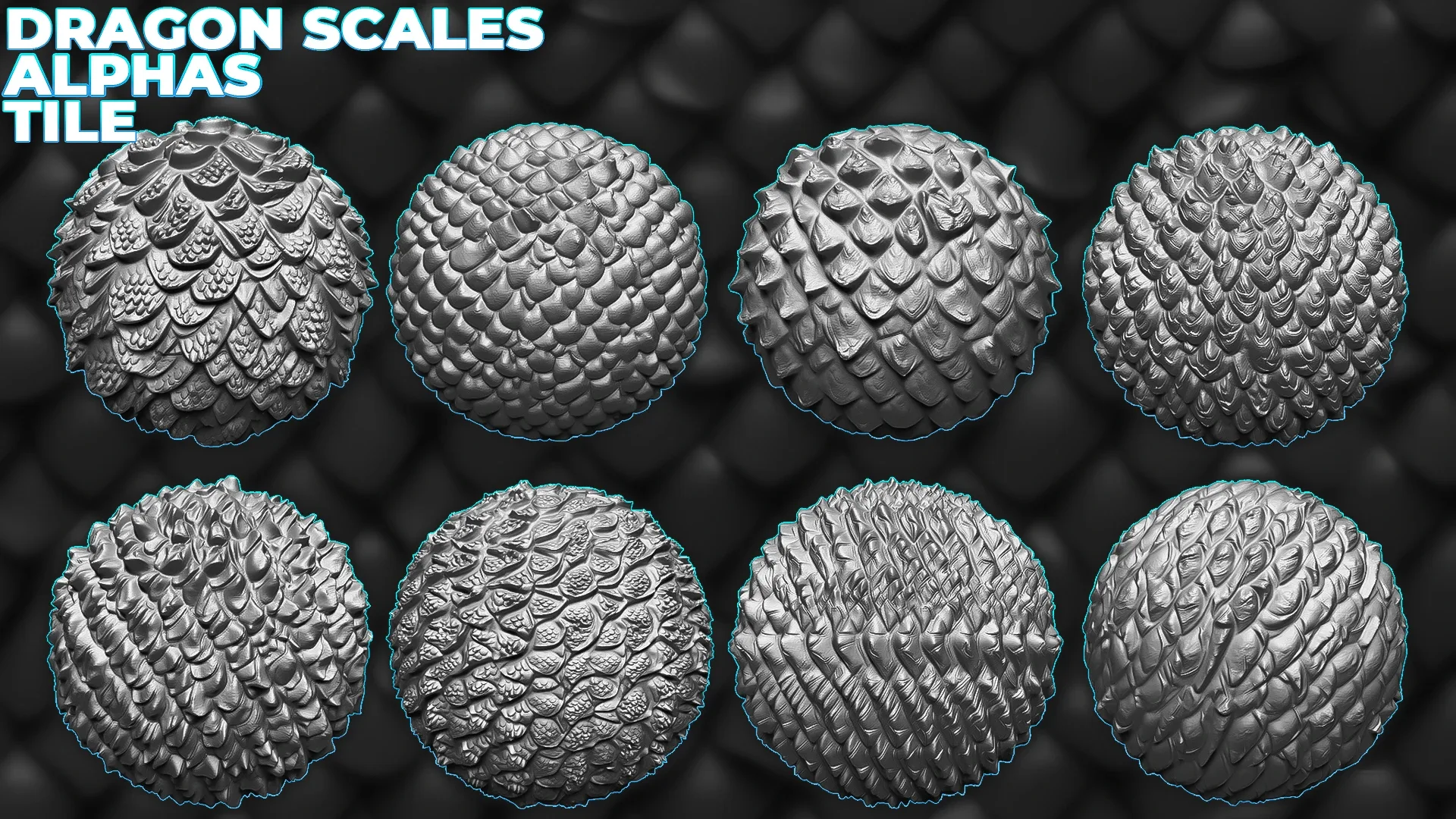 450+ Dragon Scales Alphas for ZBrush - FlippedNormals