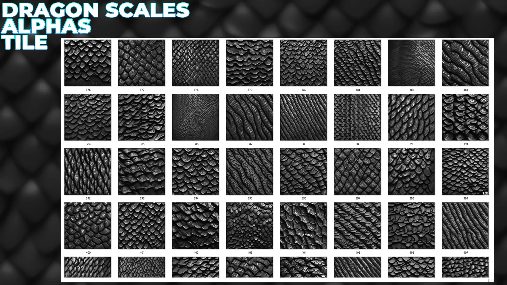 450+ Dragon Scales Alphas for ZBrush - FlippedNormals
