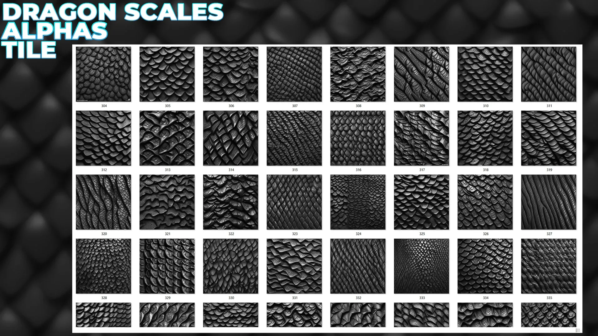 450+ Dragon Scales Alphas for ZBrush - FlippedNormals