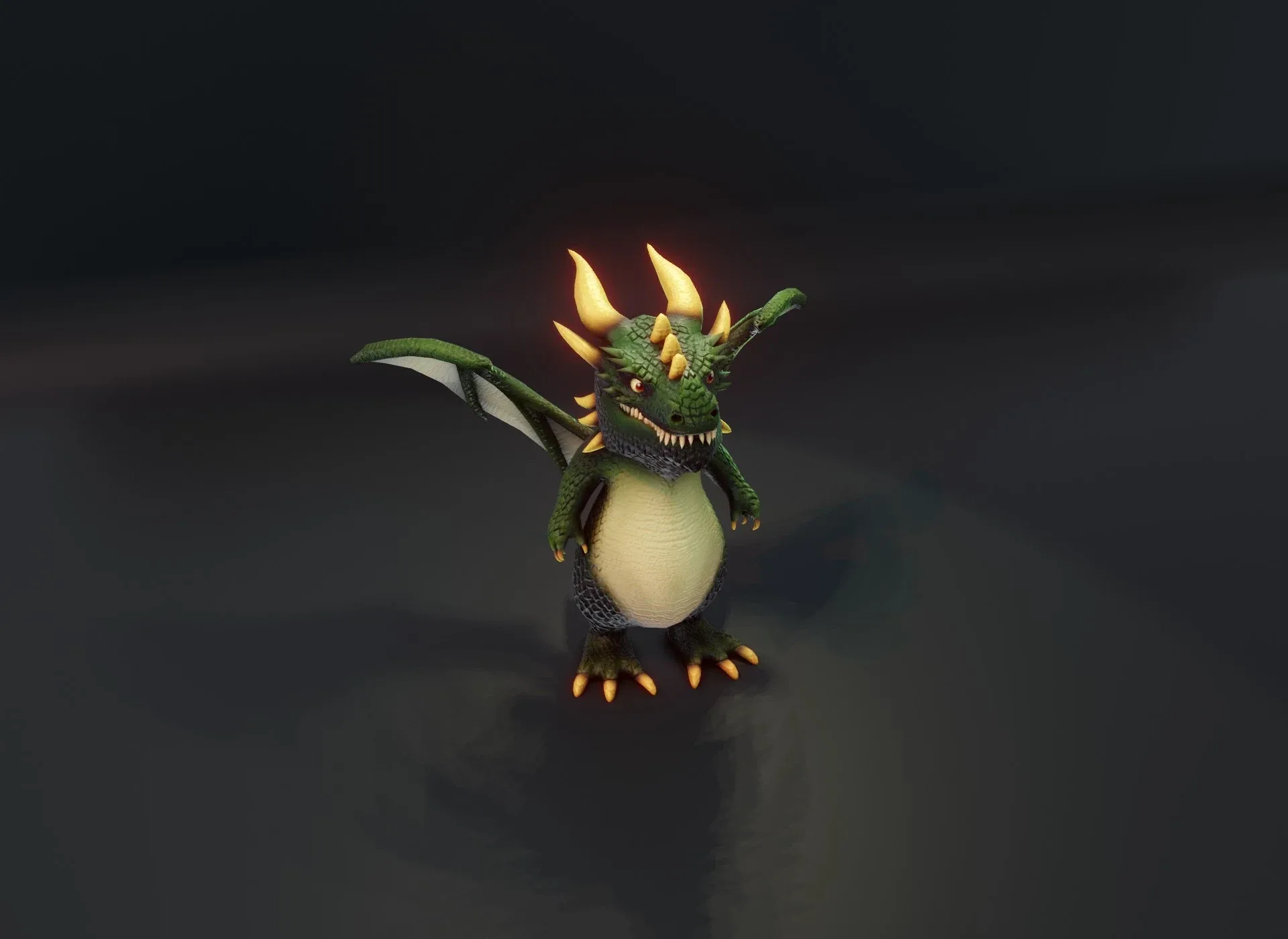 Cartoon Green Dragon Animated Low-poly - FlippedNormals