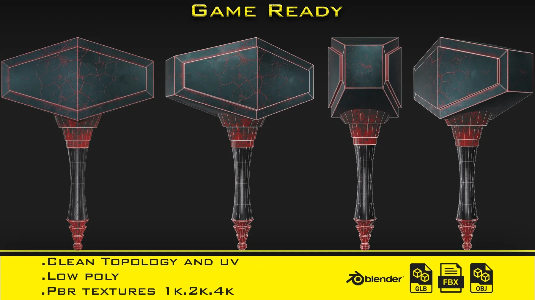 3 Stylized mini hammer - (Game - FlippedNormals