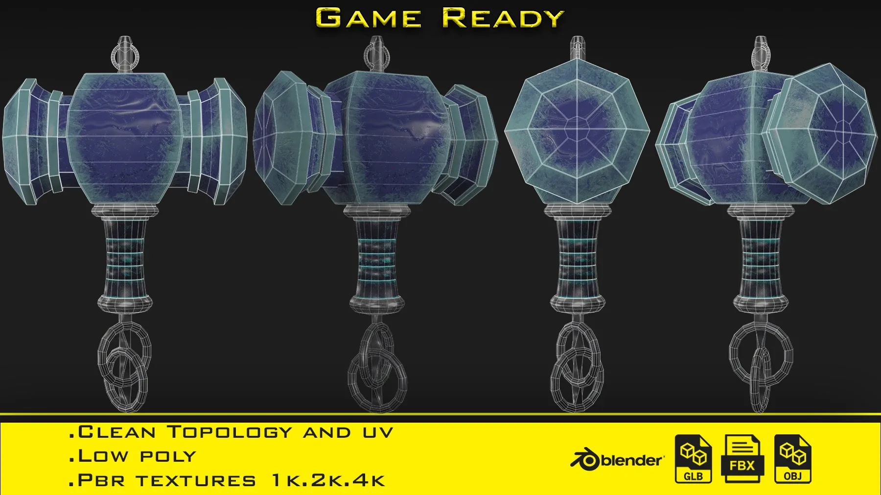 3 Stylized mini hammer - (Game - FlippedNormals