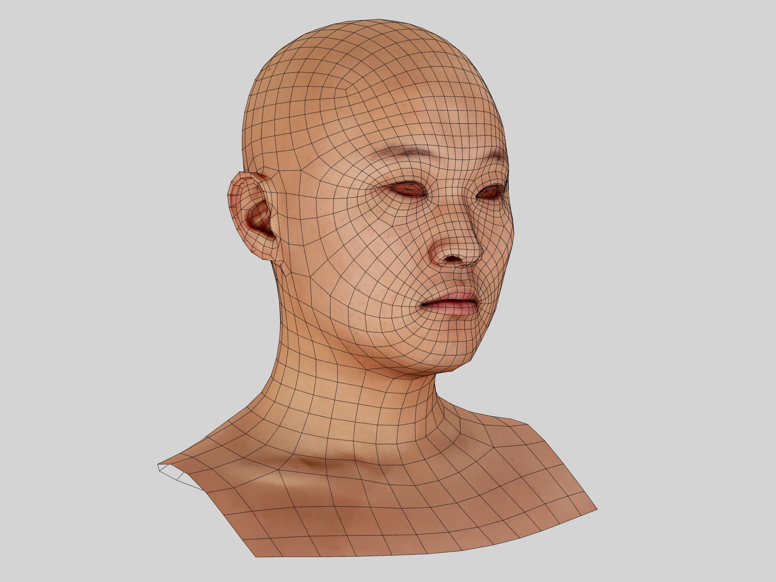 Retopologized 3D Head | Dokuro - FlippedNormals