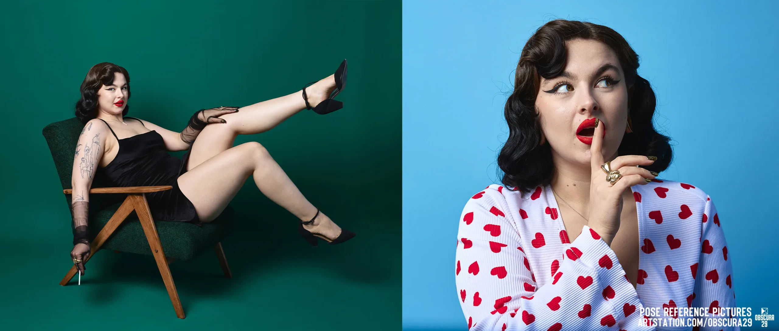 1050 Vintage Pin Up Girl Poses - FlippedNormals