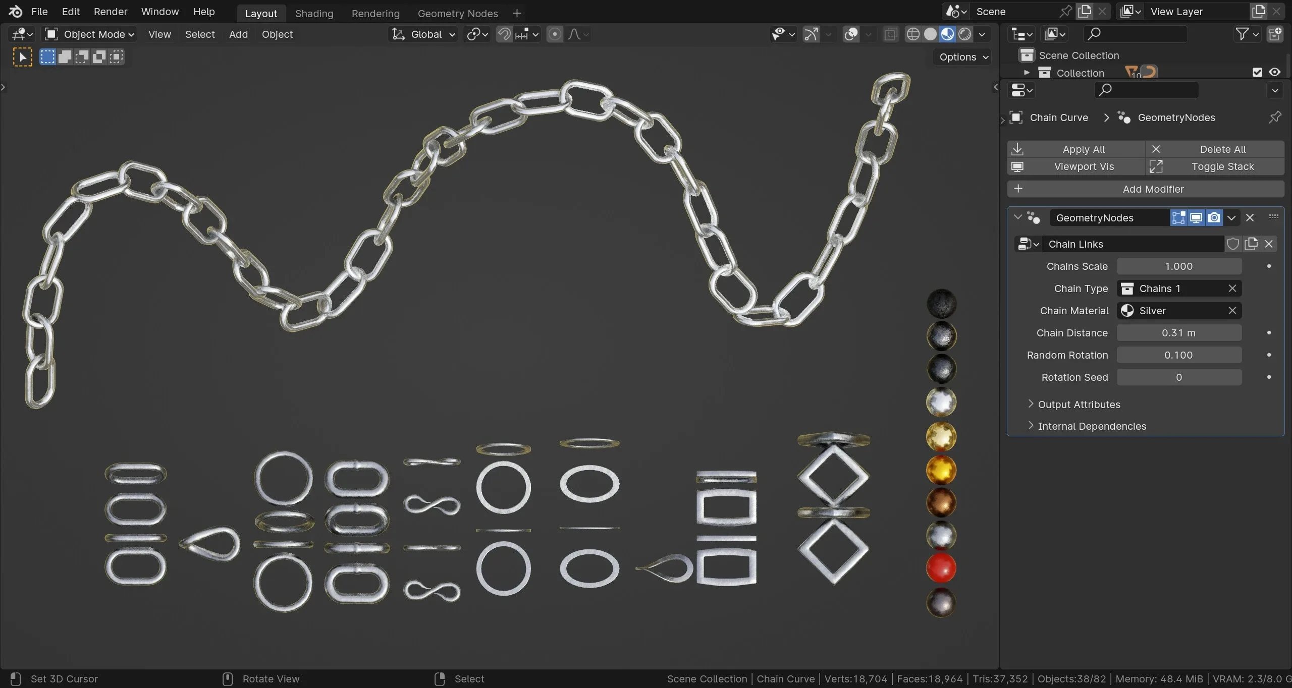 Customizable Chain Links 🔗 Geometry - FlippedNormals