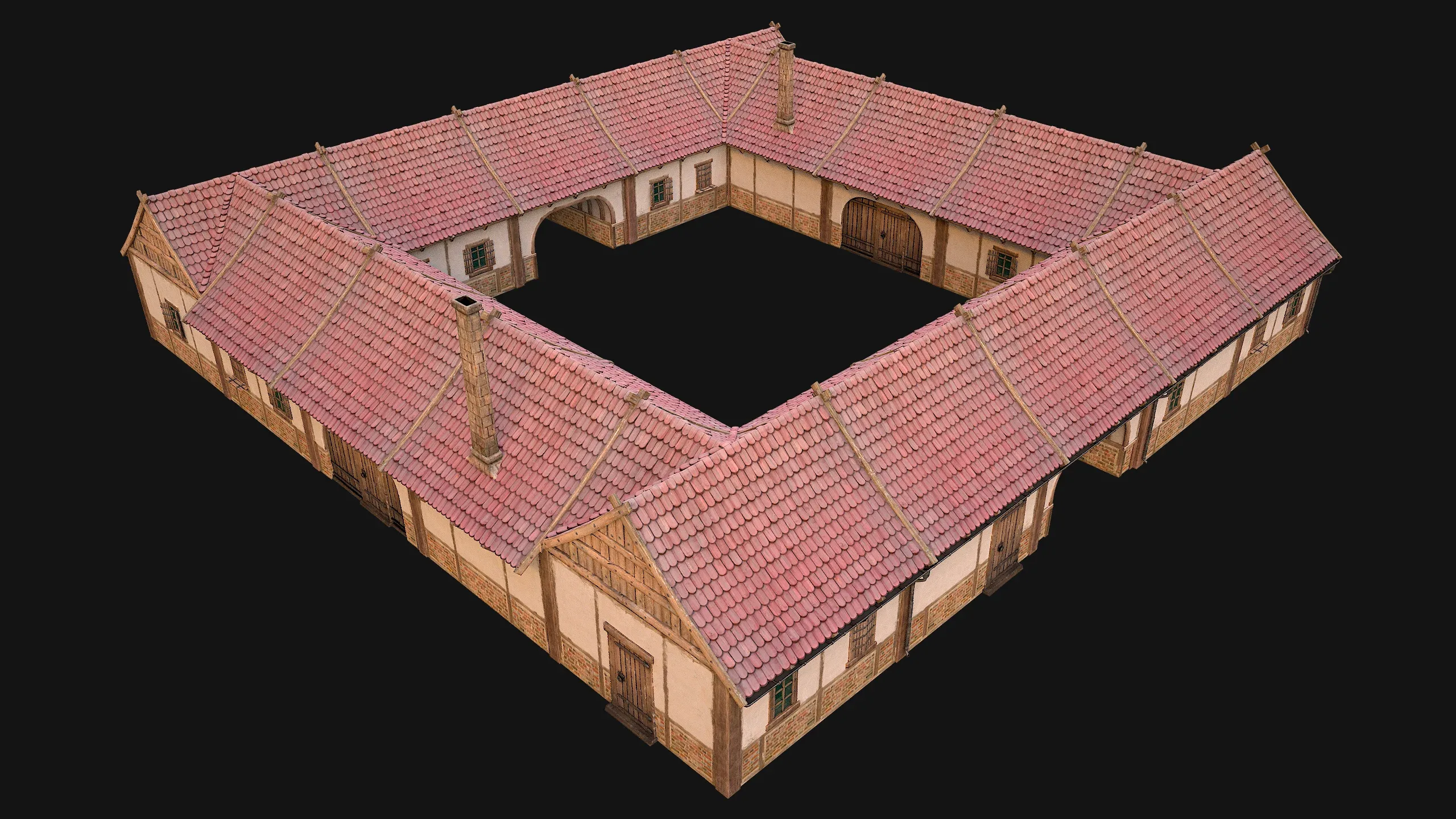 Medieval Courtyard Building House - FlippedNormals