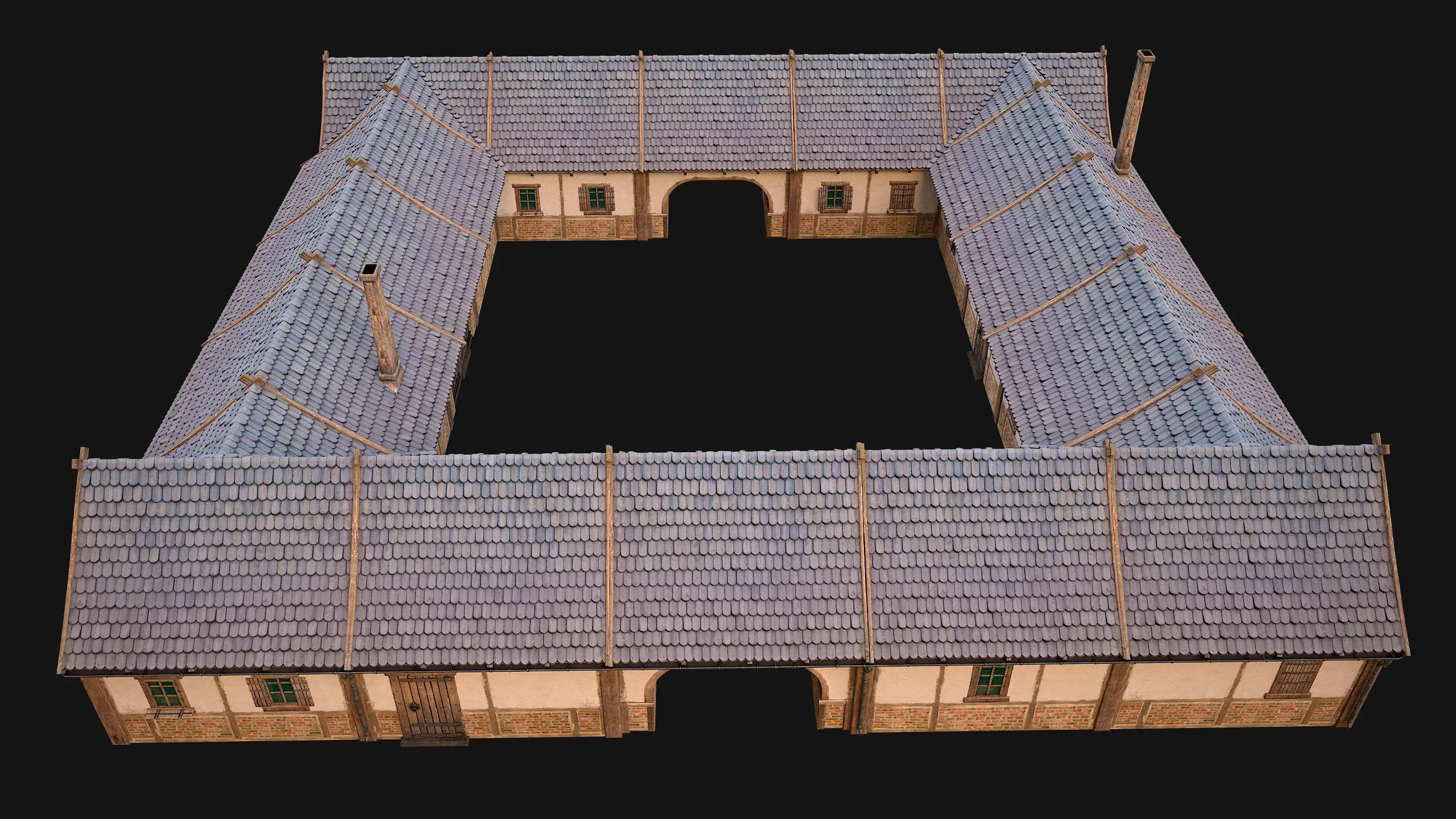 Medieval Courtyard Building House - FlippedNormals