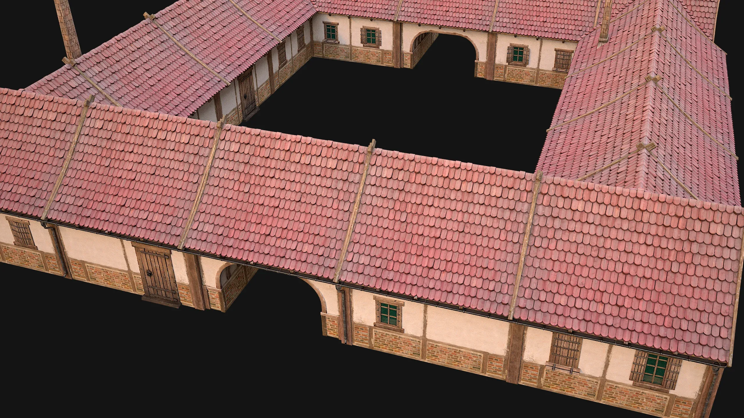 Medieval Courtyard Building House - FlippedNormals