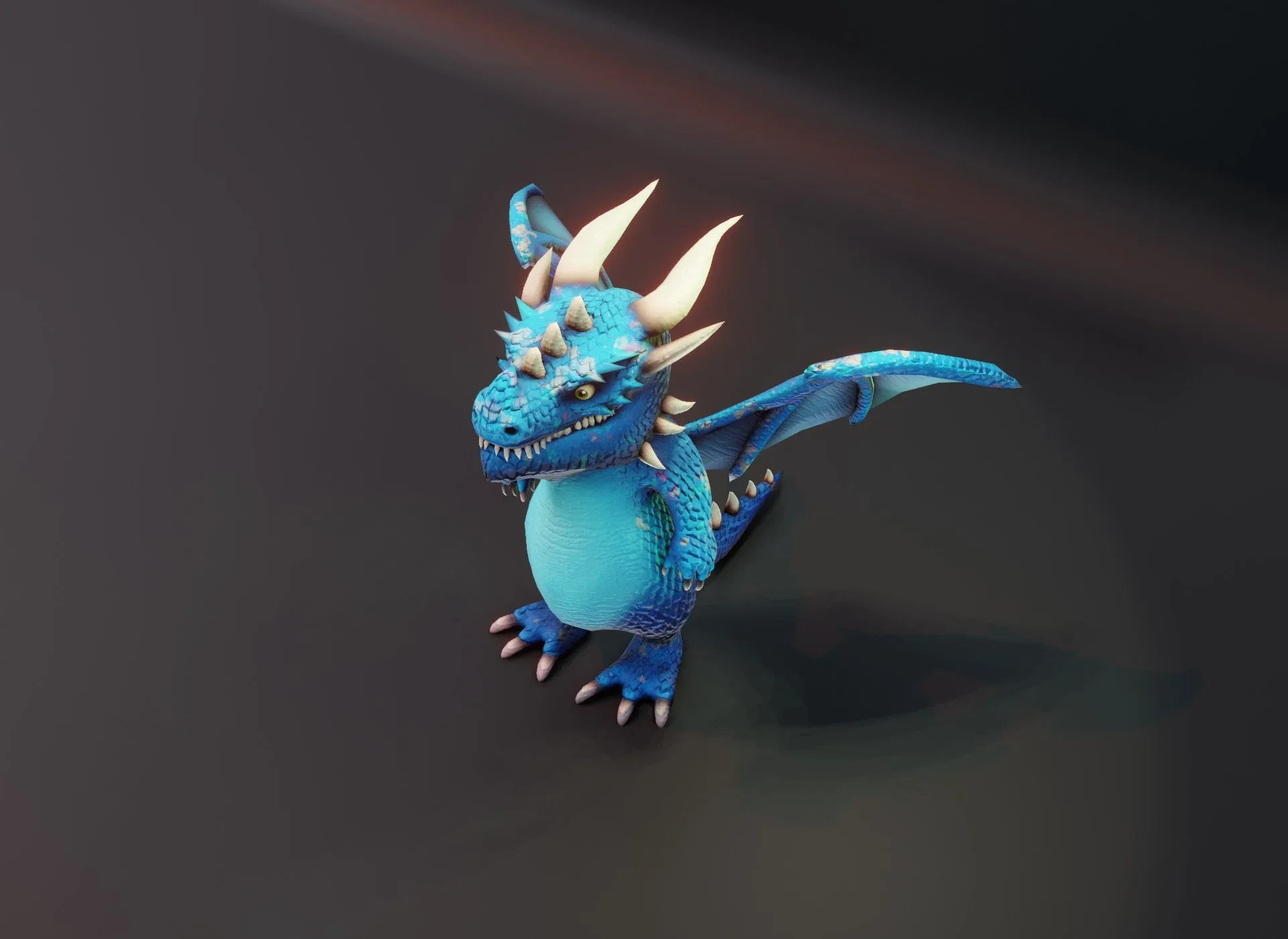 Cartoon Blue Dragon Low-poly 3D - FlippedNormals