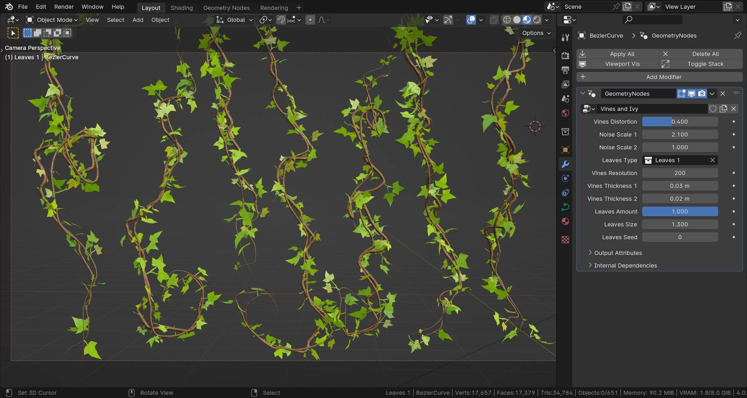 Ivy and Vines - Geometry Nodes - FlippedNormals
