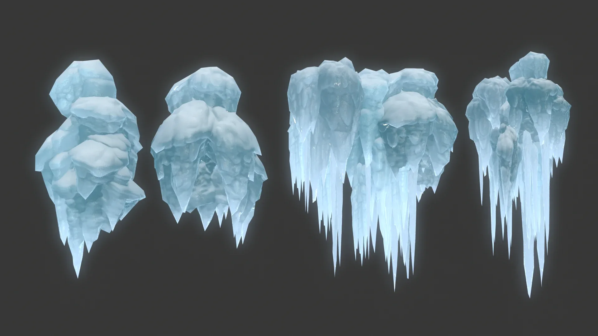 42 Low poly Ice Cave Modulars - - FlippedNormals