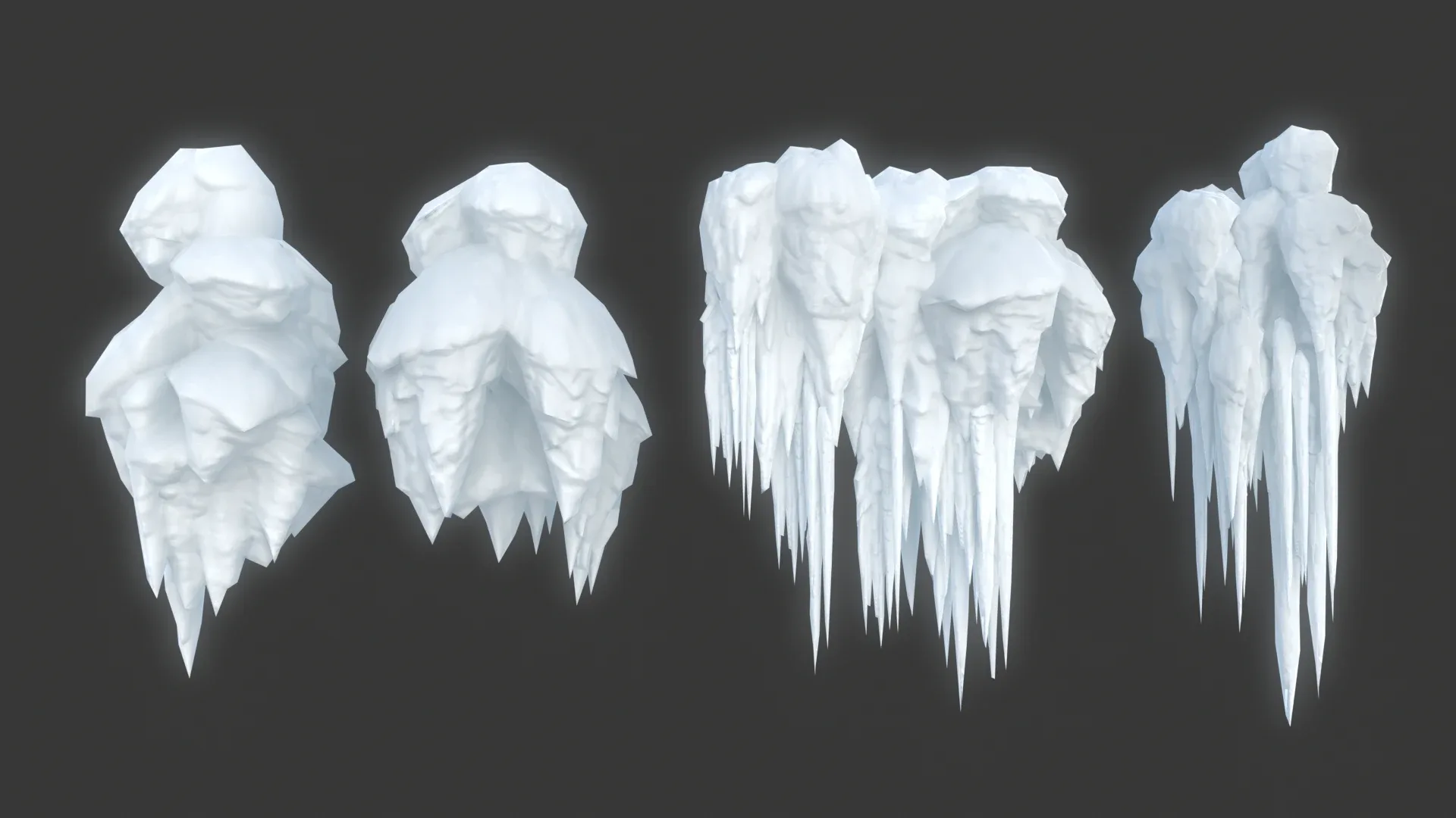 42 Low poly Ice Cave Modulars - - FlippedNormals