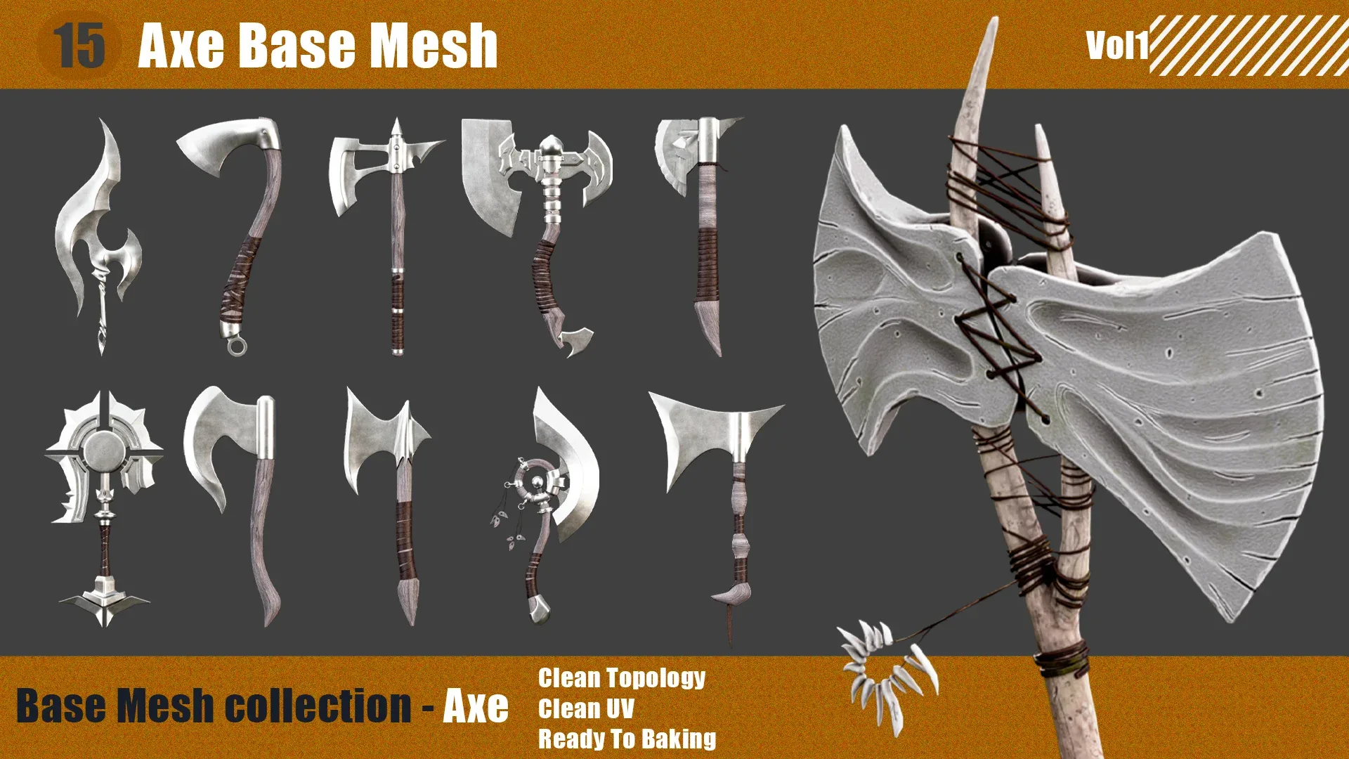 15 Base Mesh Axe - FlippedNormals
