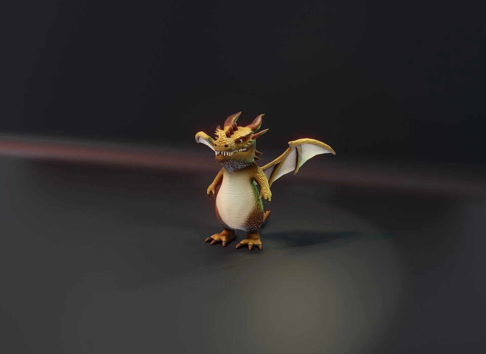 Cartoon Brown Dragon Low-poly 3D - FlippedNormals