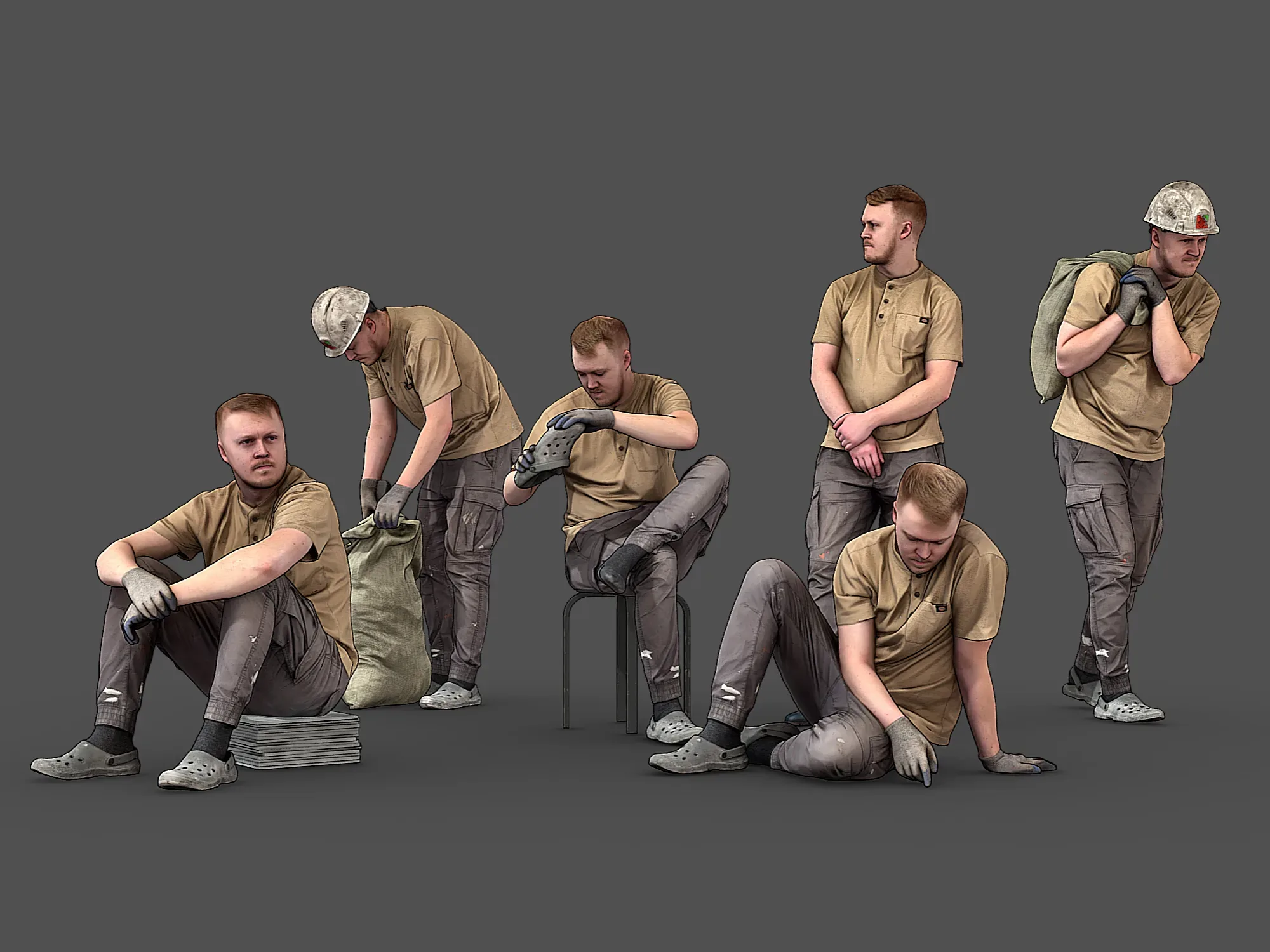 Worker in a Sand T-Shirt model - FlippedNormals