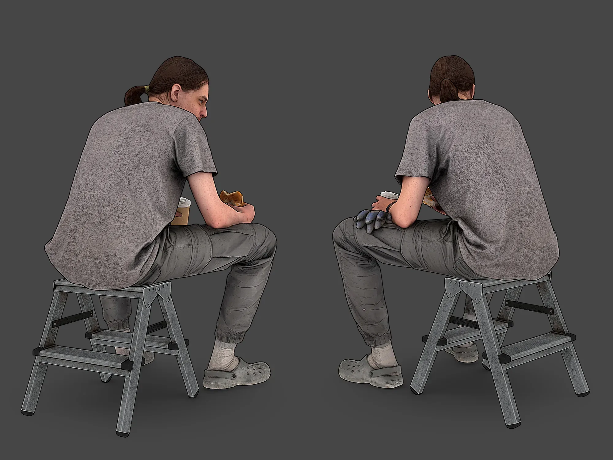 Worker in Gray Model Pack - FlippedNormals