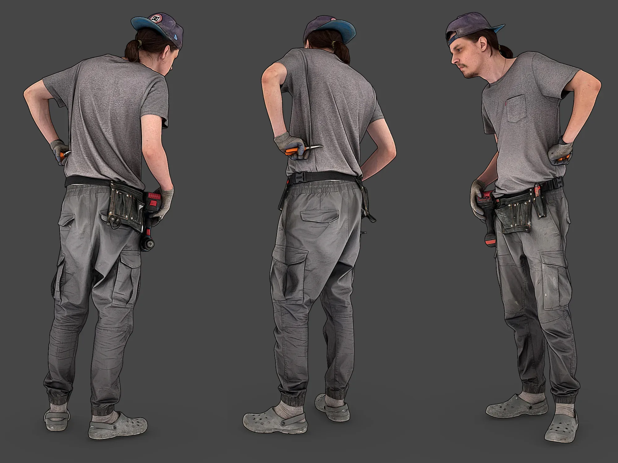 Worker in Gray Model Pack - FlippedNormals