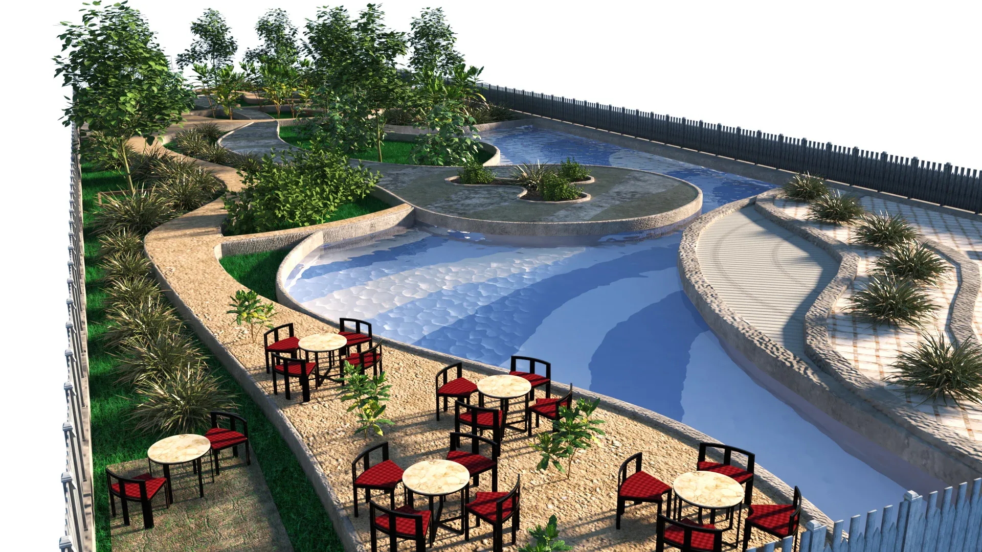 Low poly Rectangular Park Garden - FlippedNormals