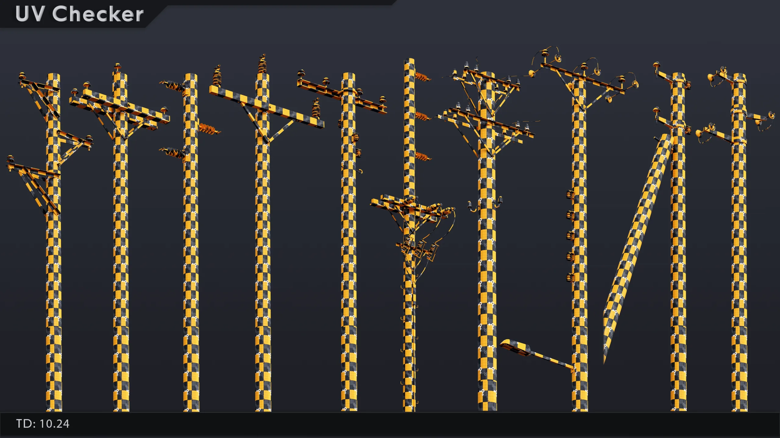 30 Low Poly Utility Poles + Kitbash - FlippedNormals