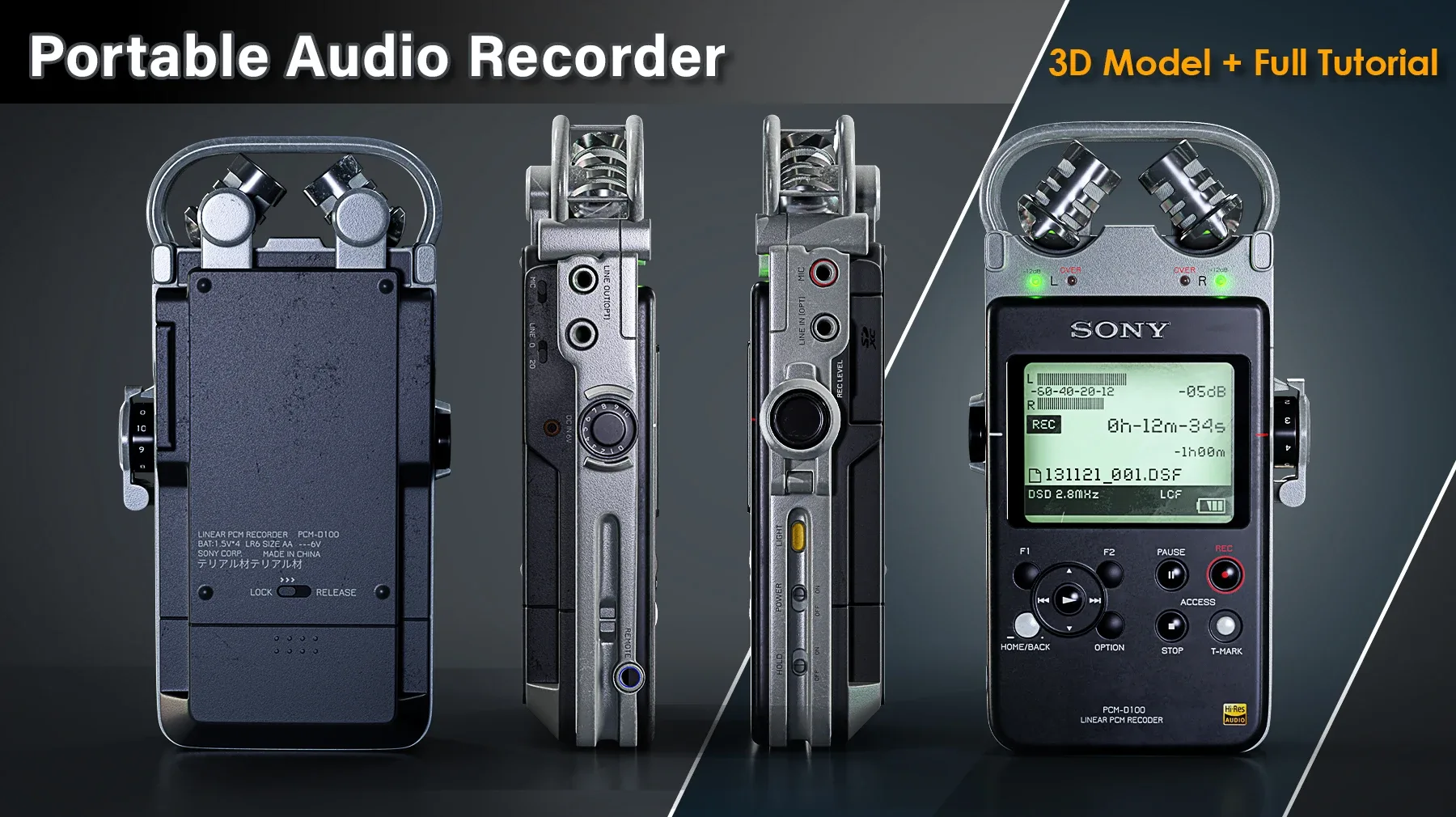 Portable Audio Recorder / 3D Model+Full - FlippedNormals