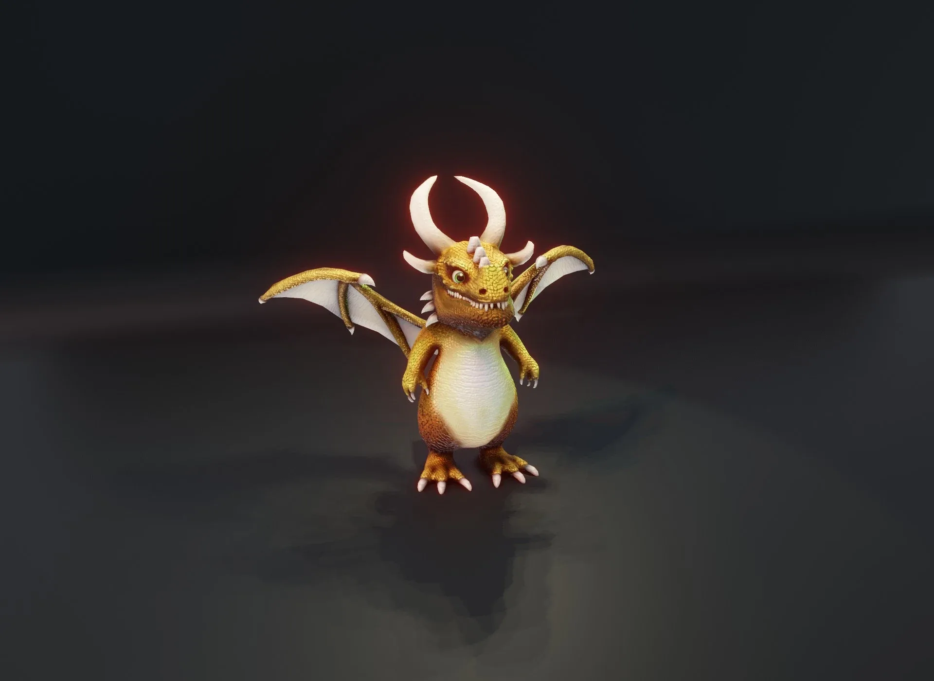Cartoon Gold Dragon Low-poly 3D - FlippedNormals