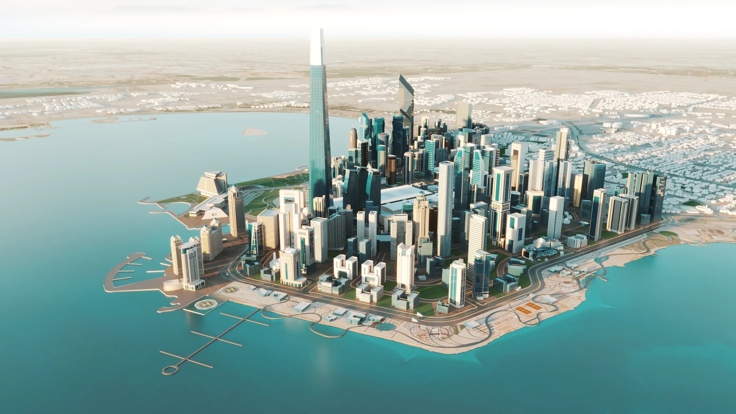 Doha City Qatar 3D Model - FlippedNormals