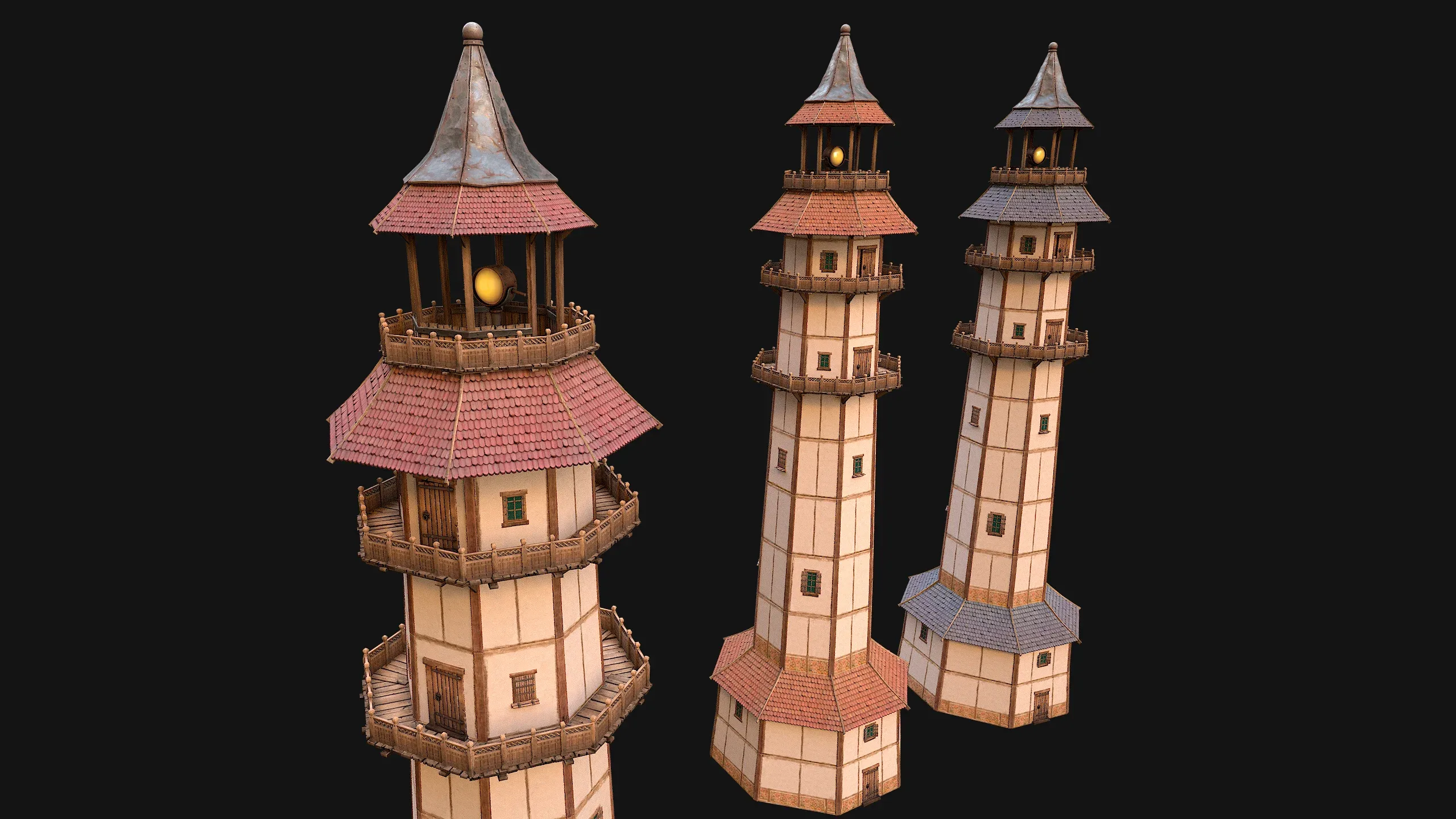 Medieval Lighthouse Tower with - FlippedNormals
